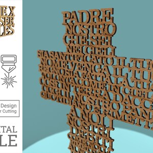Padre Nostro Croce (italian Lord's Prayer Our Father Cross) Laser Cut ...
