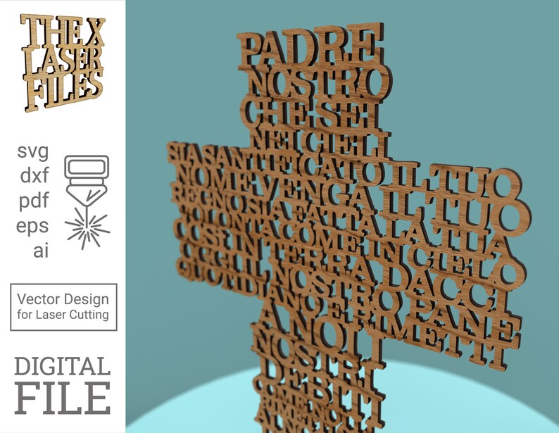 Padre Nostro Croce italian Lord's Prayer Cross Laser Cut | Etsy