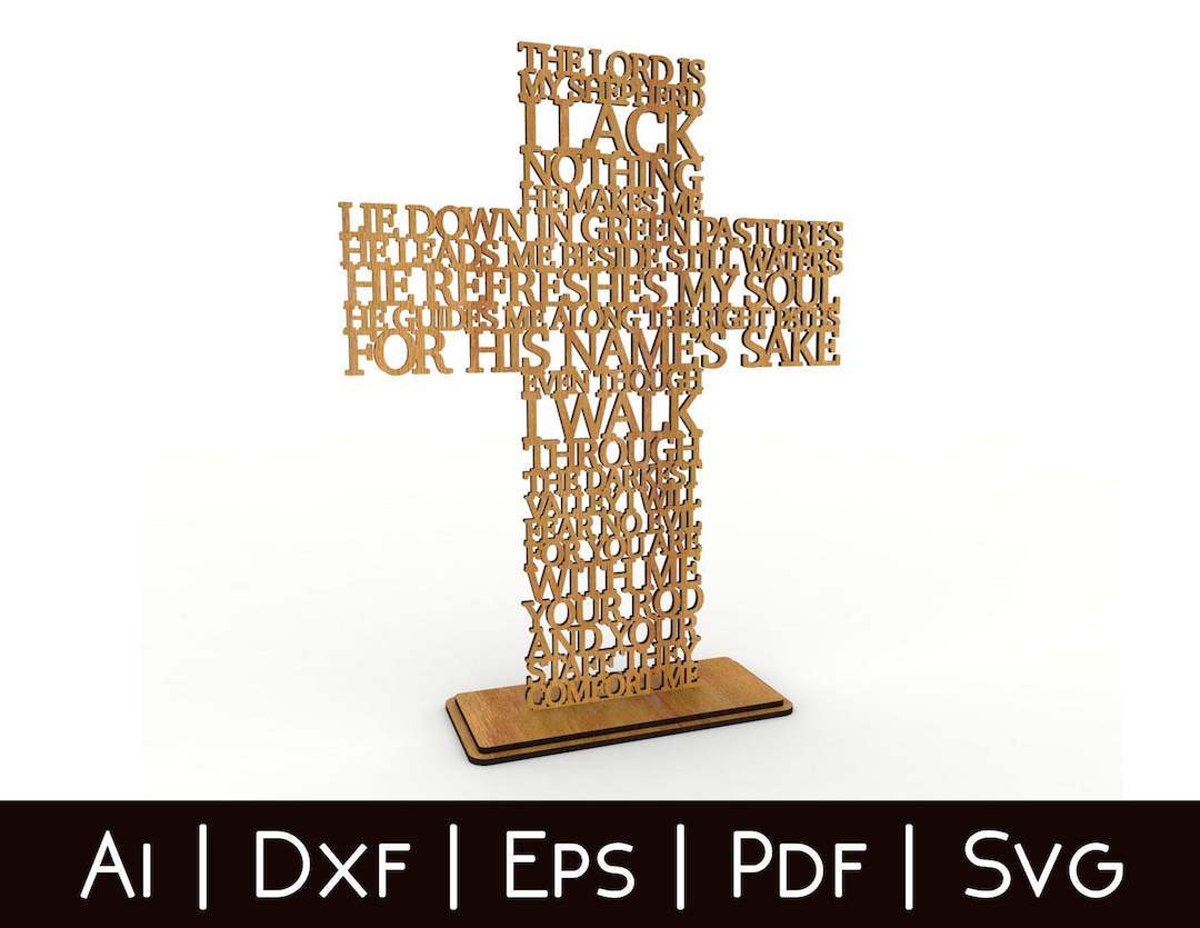 Psalm 23 Cross Laser Cut File – Christian Home Decor (svg, Dxf, Pdf ...