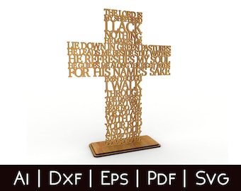 Psalm 23 Cross Laser Cut File – Christian Home Decor (svg, Dxf, Pdf ...