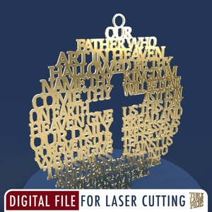 Catholic Lord's Prayer Our Father Circle With Cross - Laser Cut File ...