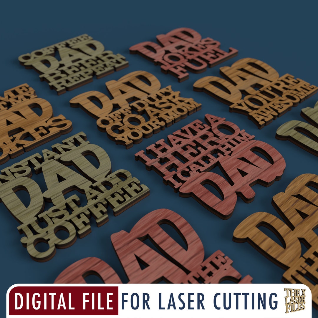 Father's Day Dad Coasters - Laser Cut File Svg Dxf Pdf Eps Ai DIGITAL ...