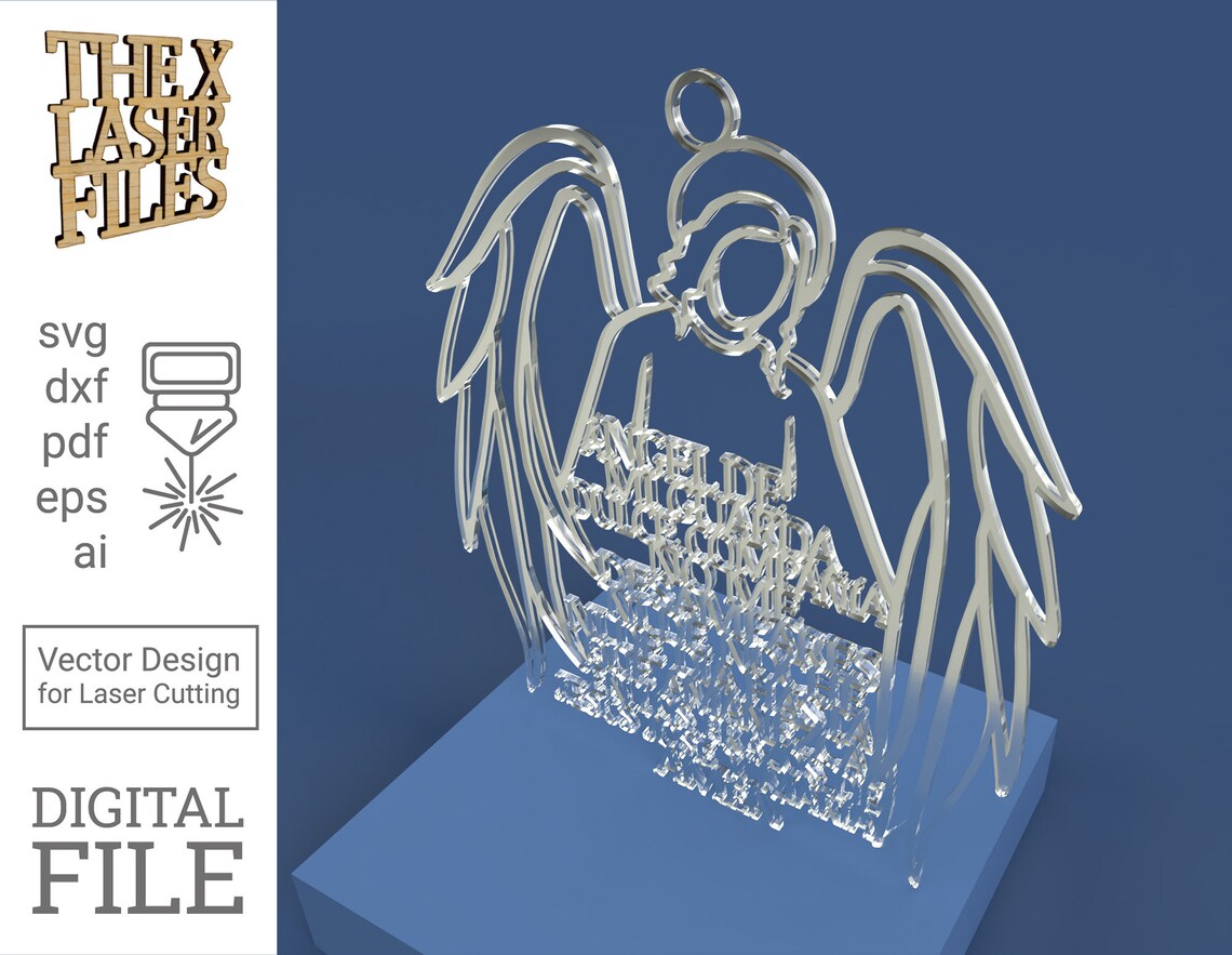 Angel de la Guarda Archivo Vector Corte Láser | Etsy México