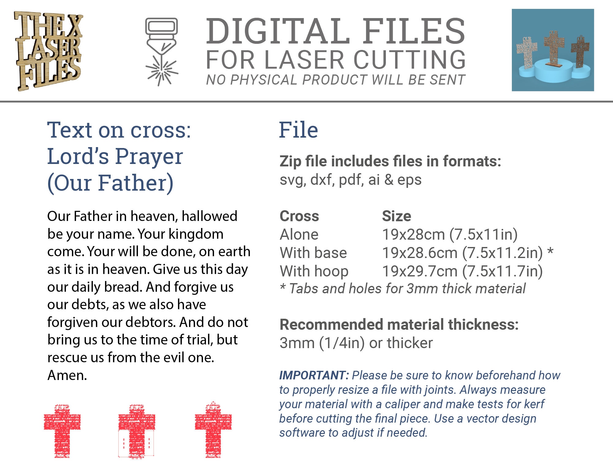 Modern Lord's Prayer Our Father (christian or Catholic) Cross Laser Cut ...