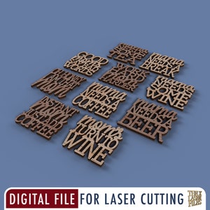Mom Coasters - Laser Cut File Svg Dxf Pdf Eps Ai DIGITAL FILE - Etsy