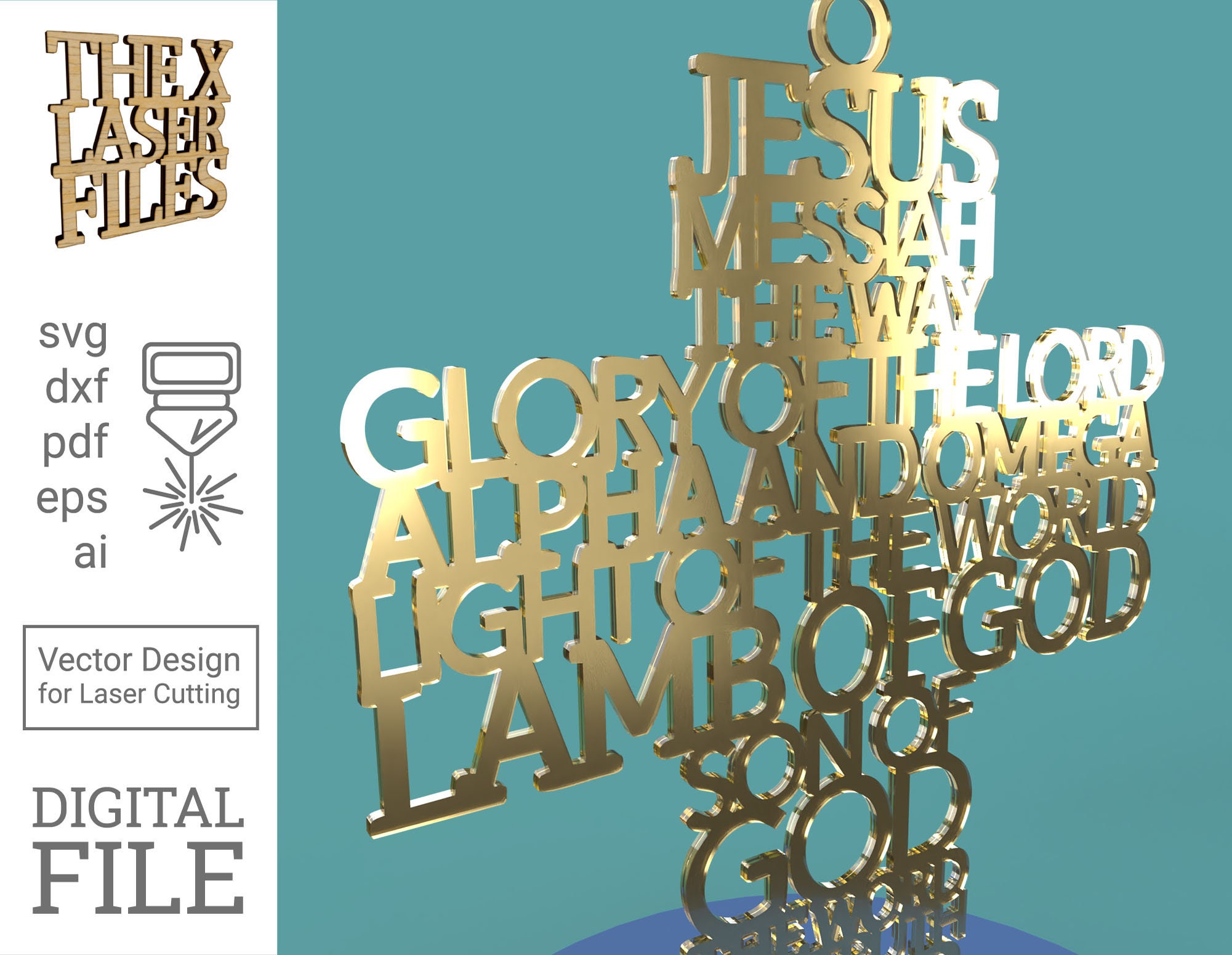 Jesus Names Cross - Laser Cut File Svg Dxf Pdf Eps DIGITAL FILE - Etsy