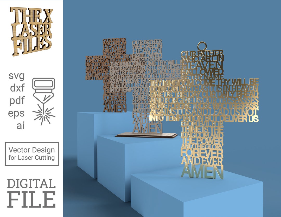 Protestant Lord's Prayer Our Father Cross Laser Cut File Svg Dxf Pdf ...