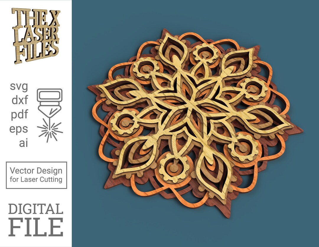 Mandala 01- Geometric Art Wall Decor -multilayer - Laser Cut File Svg ...