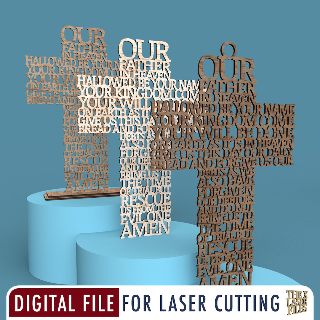 Modern Lord's Prayer Our Father (christian or Catholic) Cross Laser Cut ...