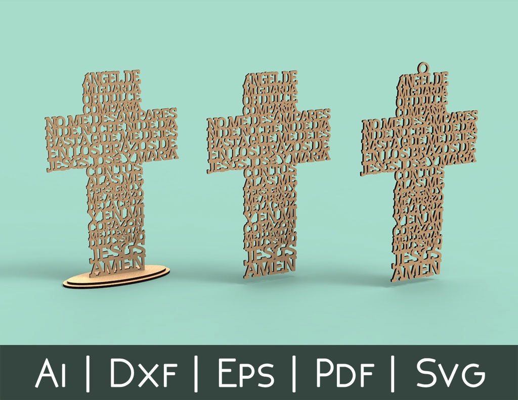 Cruz Ángel de la Guarda - Archivo Vector Corte Láser - Etsy México