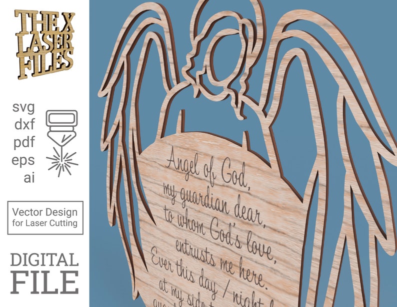 Catholic Angel of God Prayer Laser Cut Vector File DIGITAL | Etsy