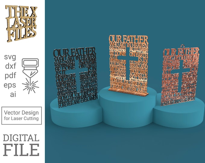 Catholic Lord's Prayer Our Father Circle With Cross - Laser Cut File ...
