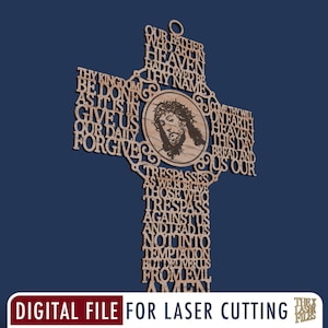 Catholic Lord's Prayer Our Father Picture Cross - Laser Cut and Engrave ...