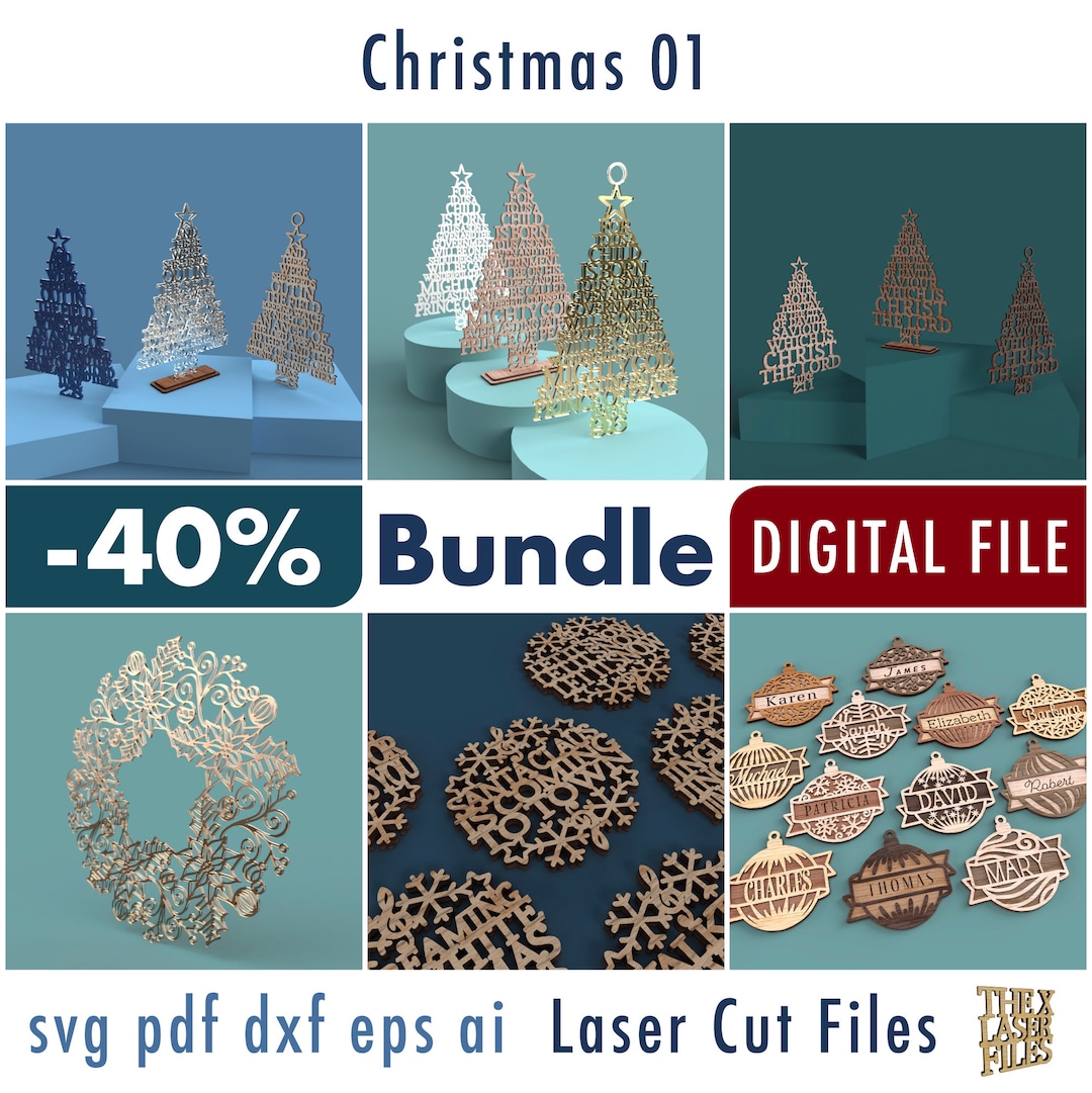 Christmas 01 Laser Cut Files Bundle Svg Dxf Pdf Eps Ai DIGITAL FILE - Etsy