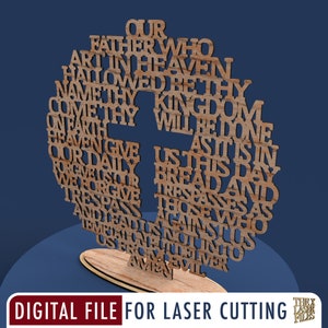 Catholic Lord's Prayer Our Father Circle With Cross - Laser Cut File ...