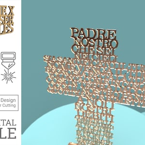 Padre Nostro Croce (italian Lord's Prayer Our Father Cross) Laser Cut ...