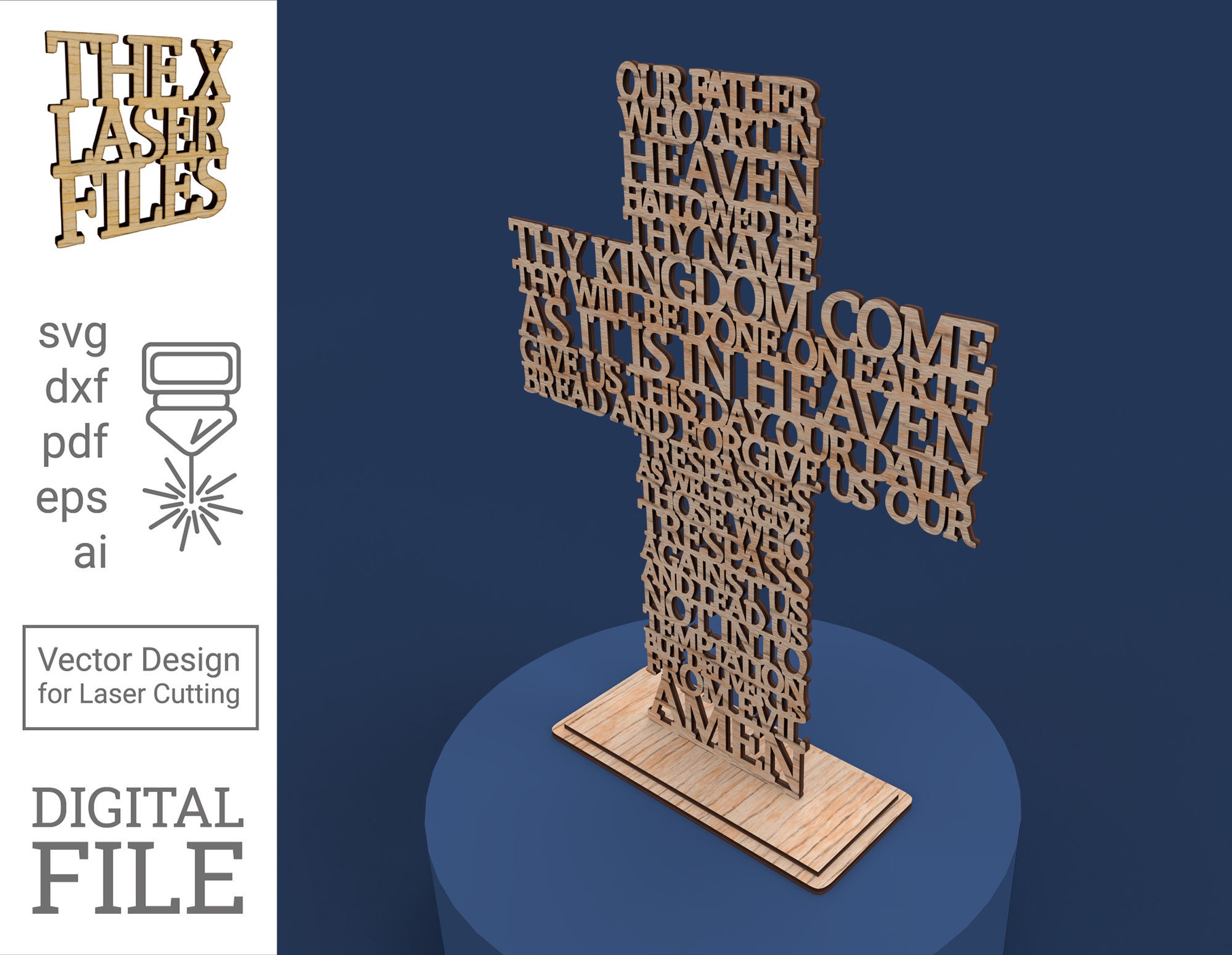 Catholic Lord's Prayer Our Father Cross Laser Cut Vector - Etsy Australia