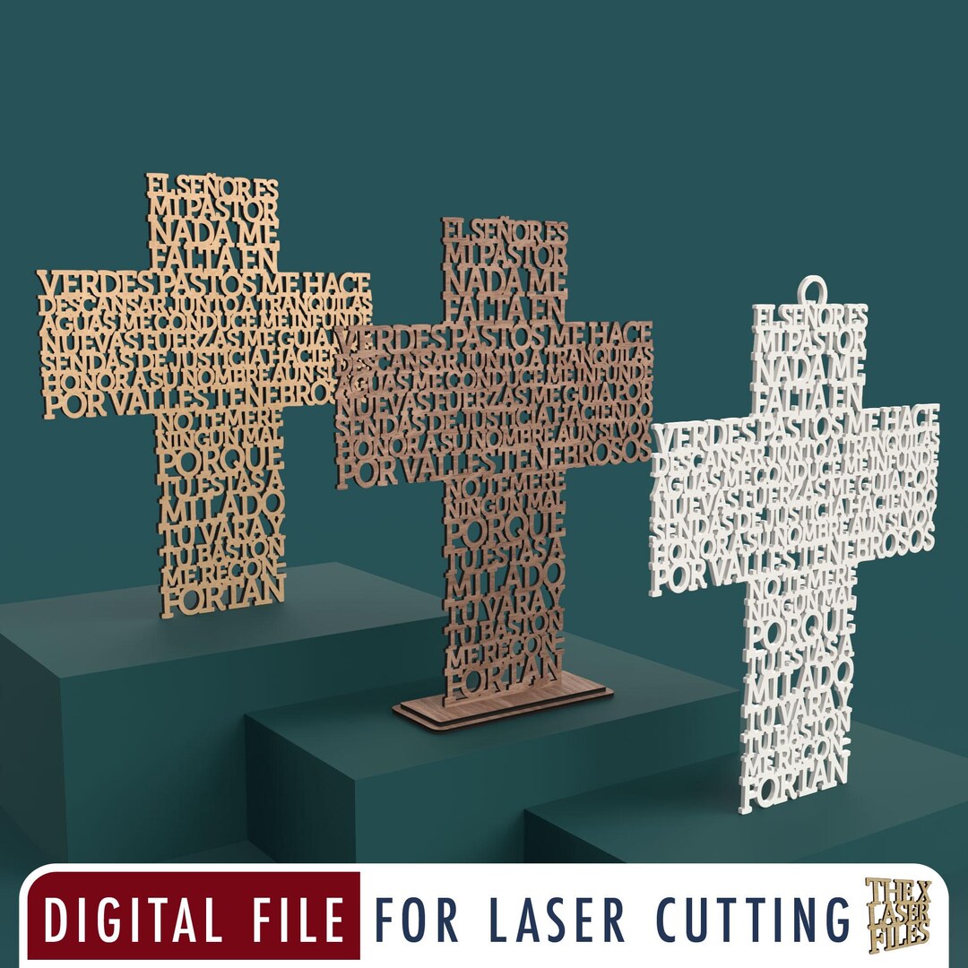 Laser Cut File Cross Psalm 23 Spanish – Digital Vector File - Etsy