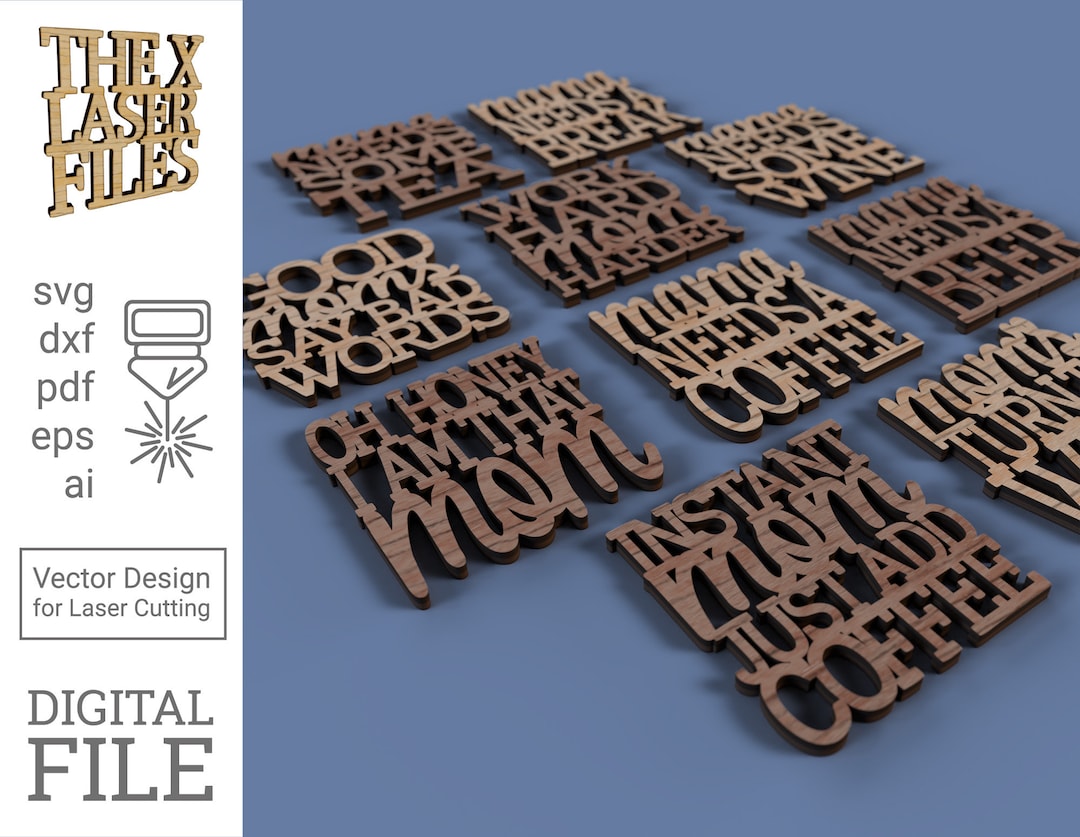 Mom Coasters Laser Cut File Svg Dxf Pdf Eps Ai DIGITAL FILE - Etsy