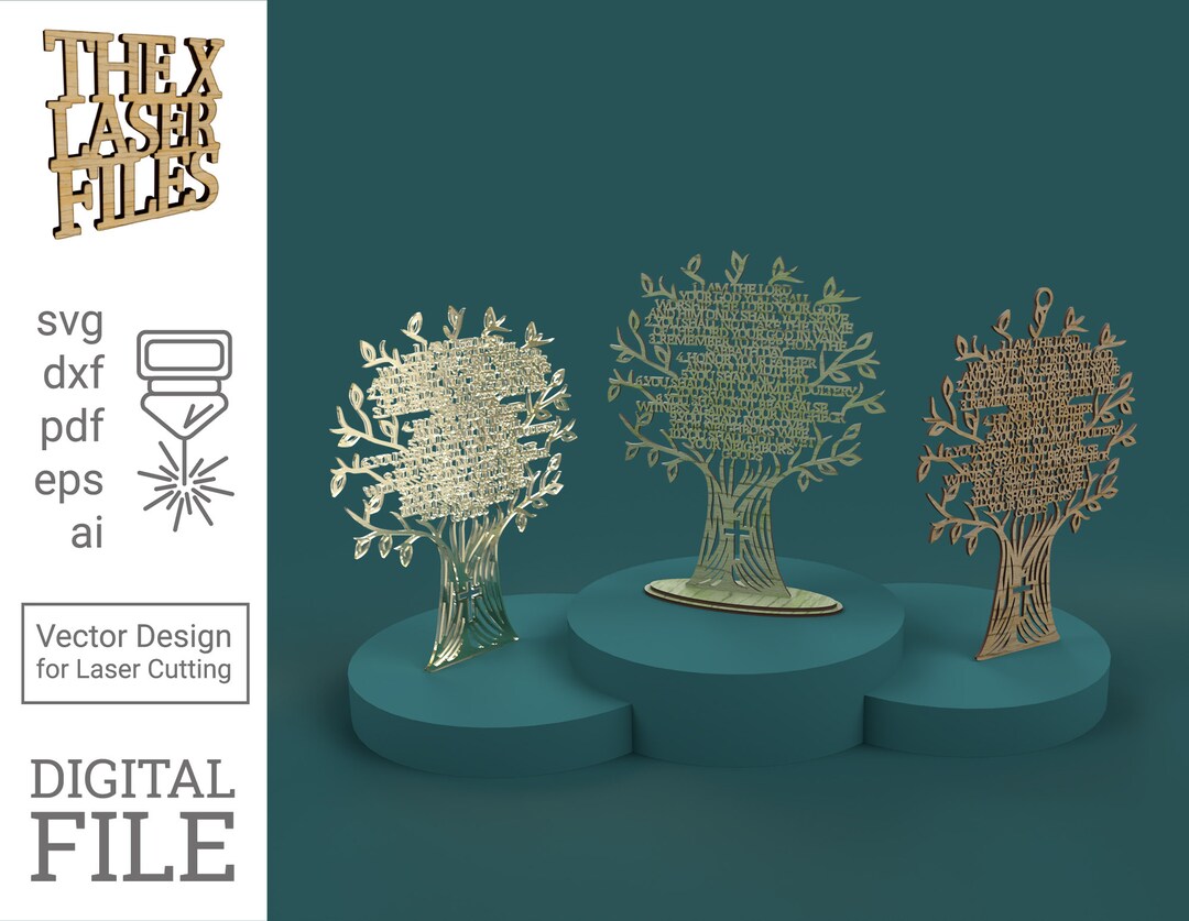 The 10 Commandments Tree Laser Cut File Svg Dxf Pdf Eps Ai - Etsy
