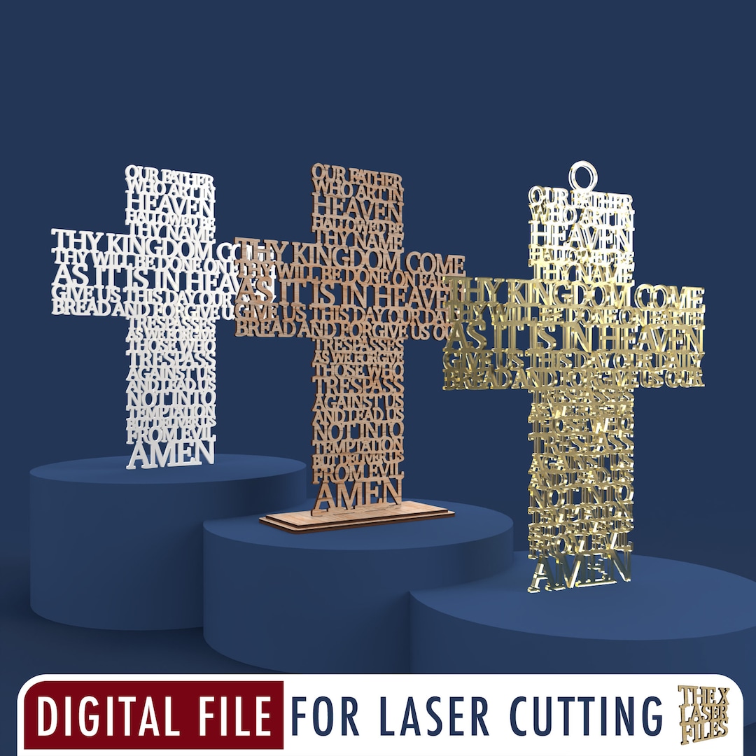 Catholic Lord's Prayer Our Father Cross - Laser Cut File Svg Dxf Pdf ...