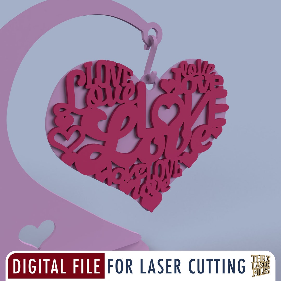 Valentine Hanging Heart Laser Cut File Svg Dxf Pdf Eps Ai DIGITAL FILE ...