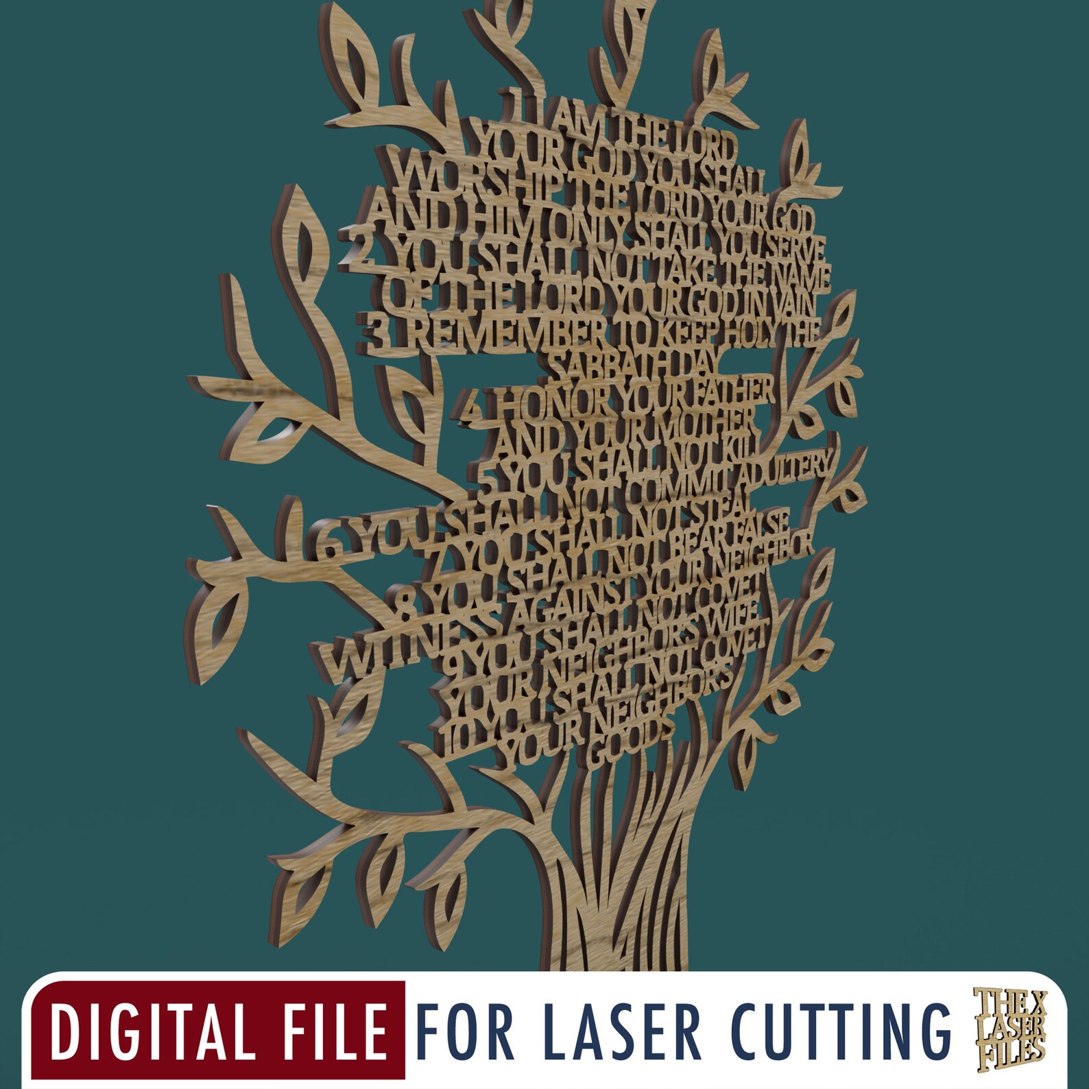 The 10 Commandments Tree - Laser Cut File Svg Dxf Pdf Eps DIGITAL FILE ...