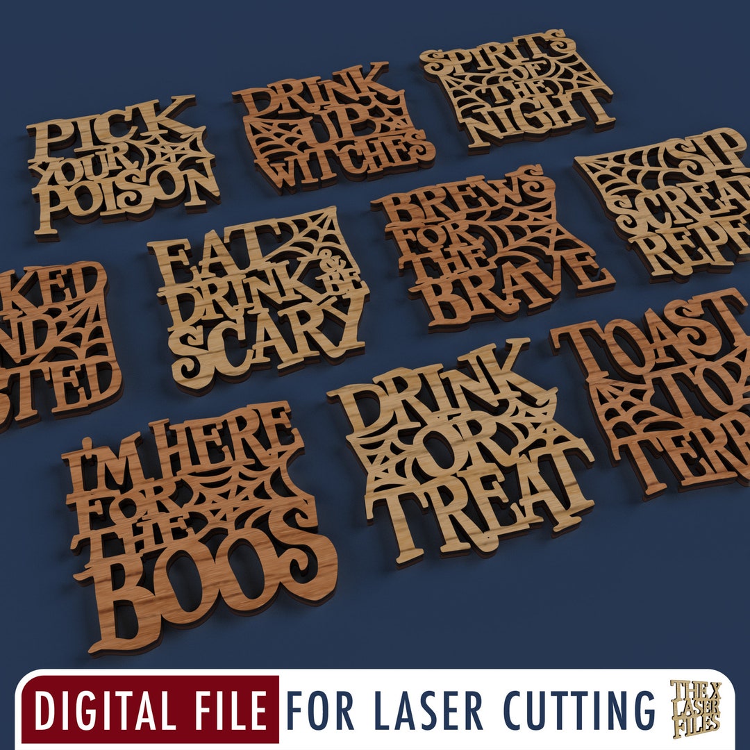 Laser Cut File Halloween Drink Coasters - Svg Dxf Pdf Eps Ai DIGITAL ...