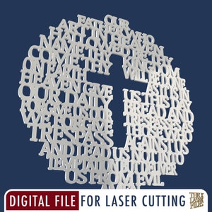 Catholic Lord's Prayer Our Father Circle With Cross - Laser Cut File ...