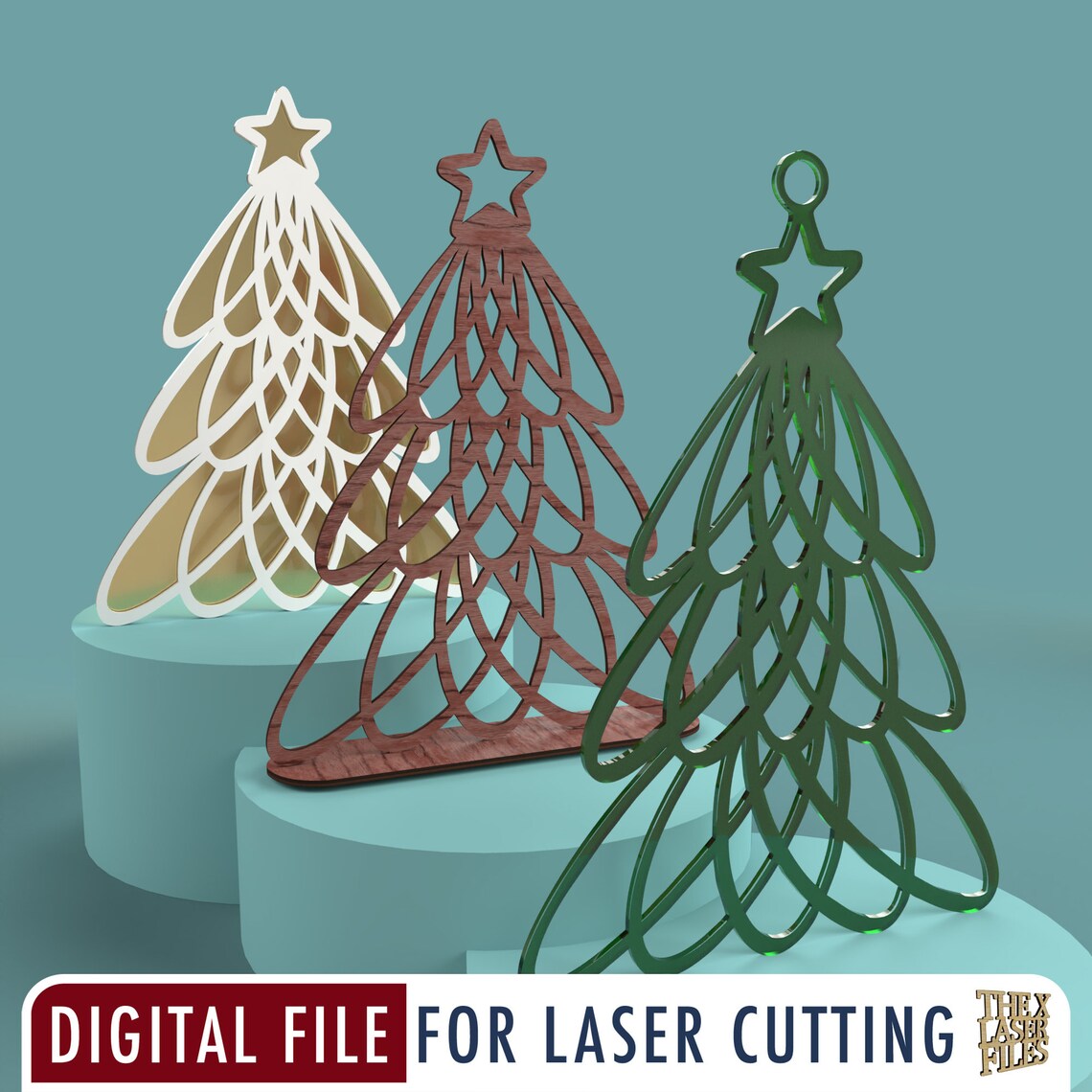 Christmas Tree Laser Cut File Doodle Style Svg Dxf Pdf Eps DIGITAL FILE ...