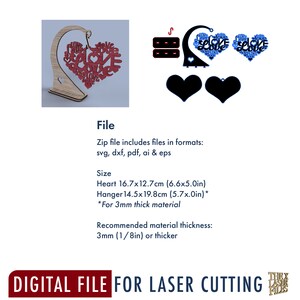 Love Valentine Hanging Heart - Laser Cut File Svg Dxf Pdf Eps DIGITAL ...