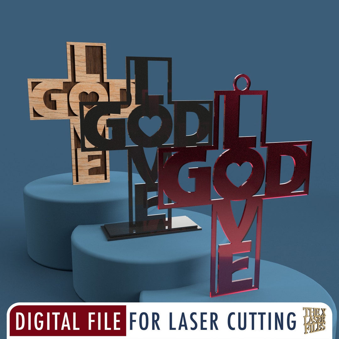 Laser Cut File God is Love Cross - Svg Dxf Pdf Eps Ai DIGITAL FILE - Etsy