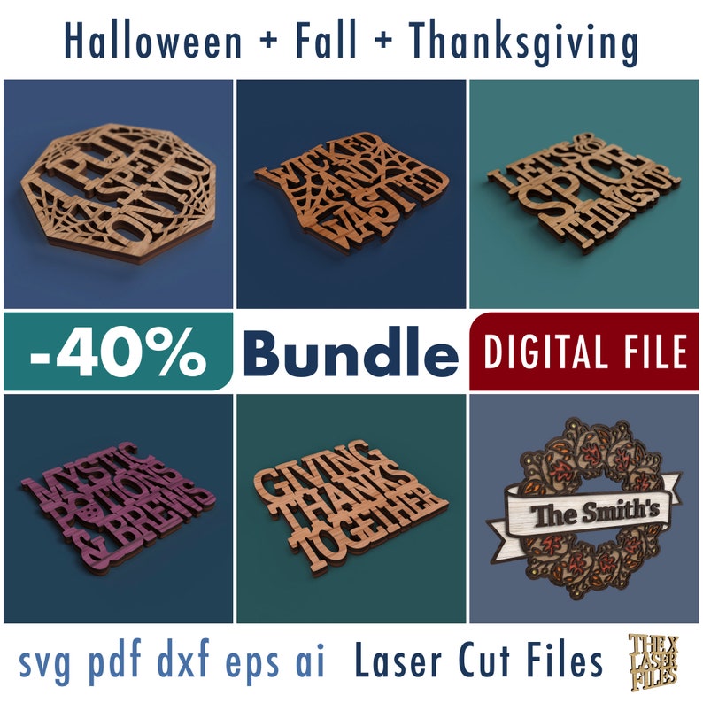Halloween, Fall, Thanksgiving Laser Cut Files Bundle (digital File) - Etsy