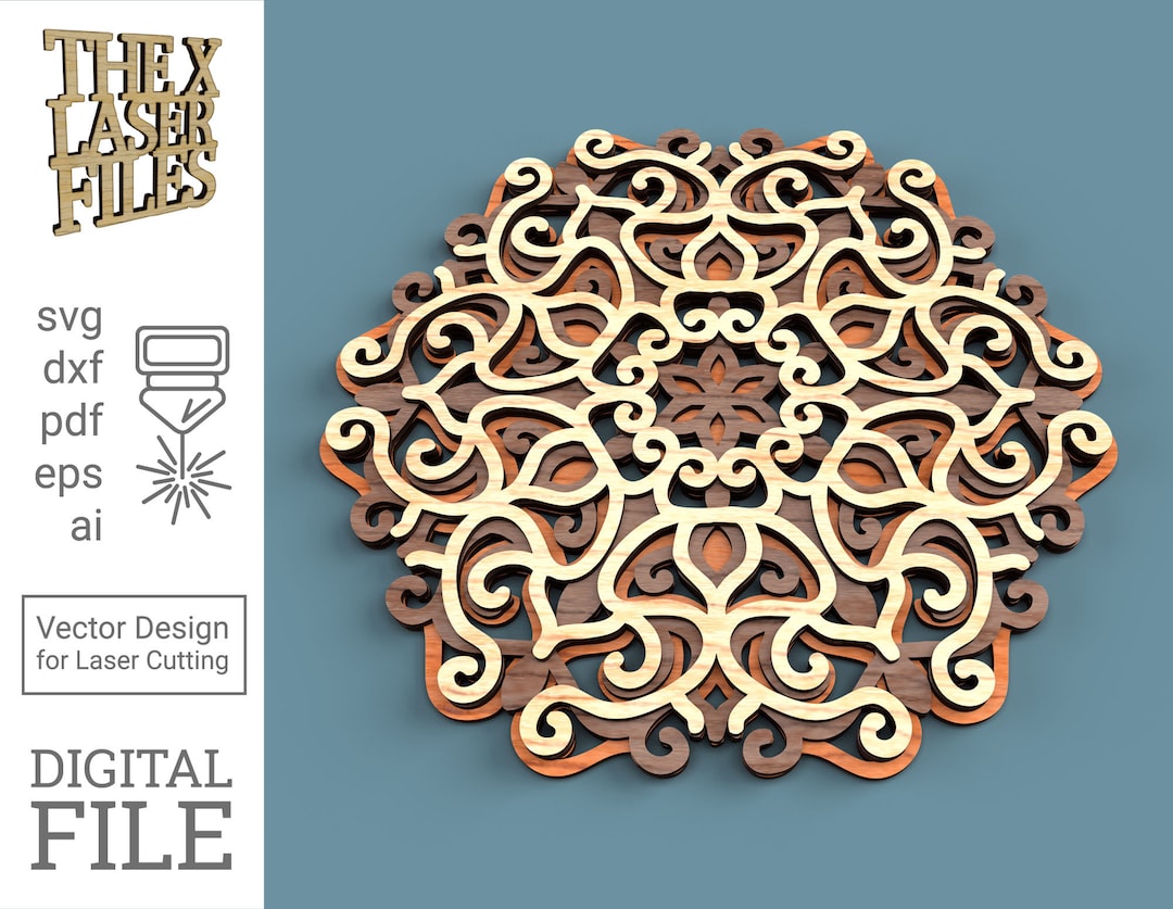 Mandala 02 Geometric Art Wall Decor multilayer Laser Cut File Svg Dxf ...