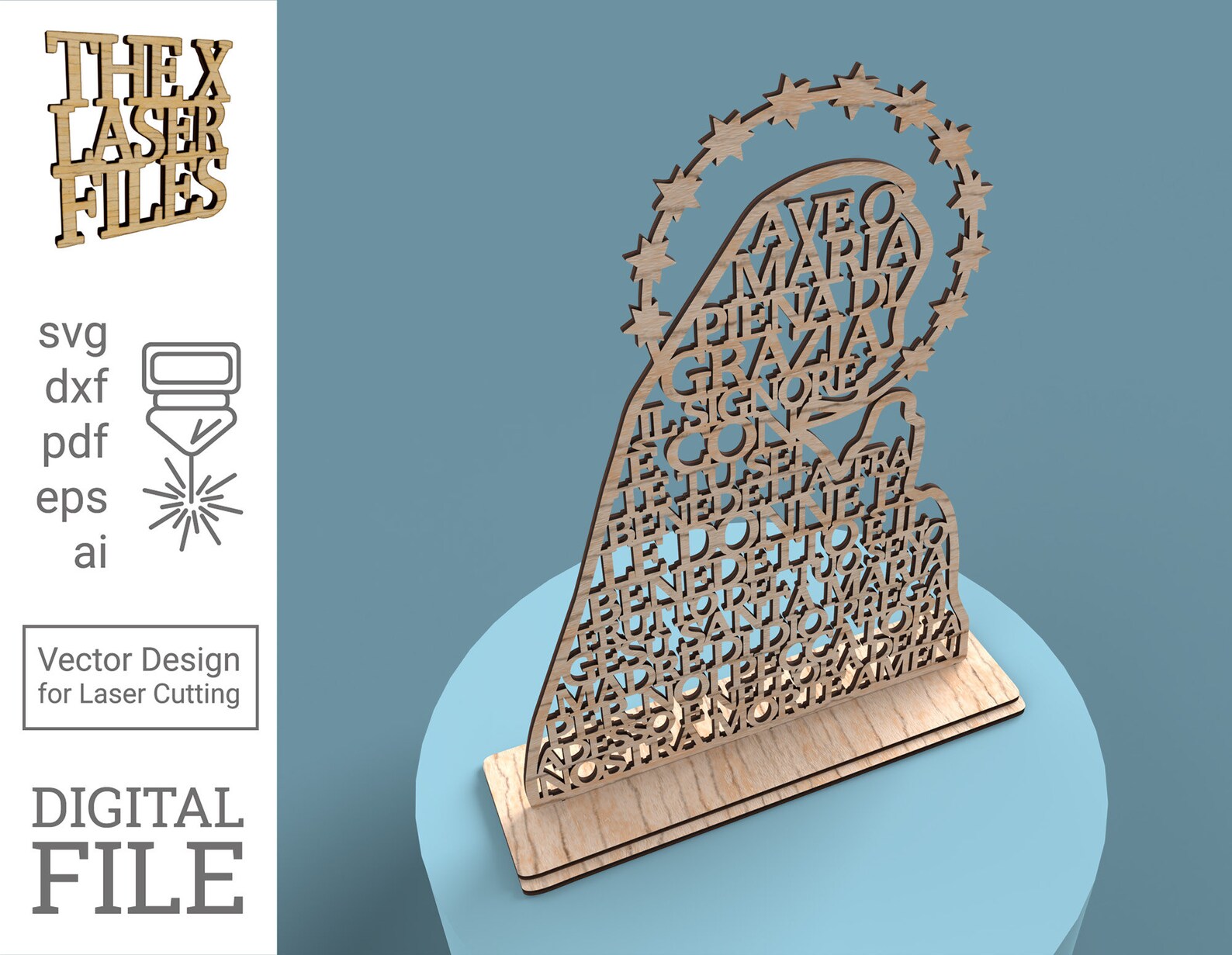 Ave Maria Laser Cut File – Italian Prayer, Catholic Decor (digital File ...