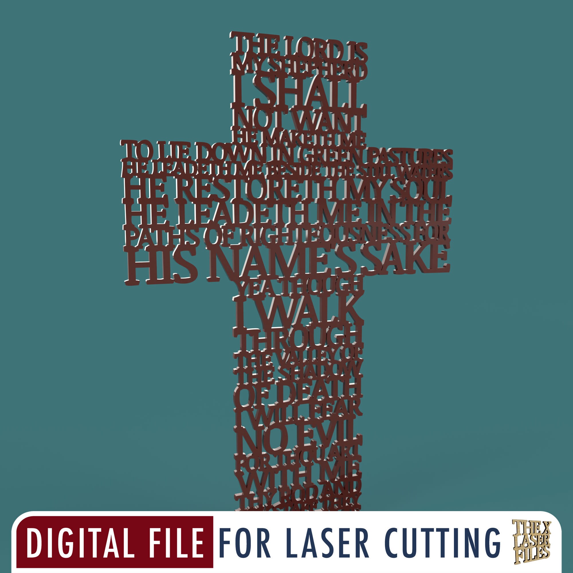 Psalm 23 Cross - KJV Laser Cut File (digital File) - Etsy
