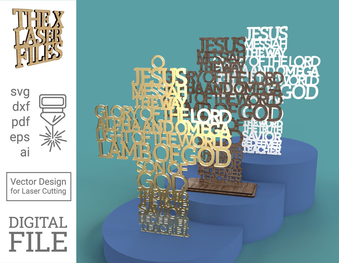 Jesus Names Cross - Laser Cut File Svg Dxf Pdf Eps Ai DIGITAL FILE - Etsy