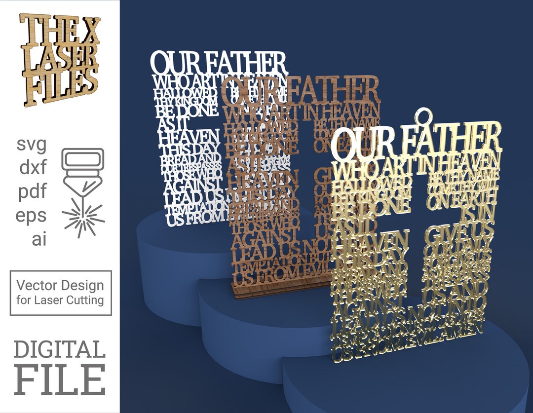 Catholic Lord's Prayer Laser Cut File – Square Cross Design (digital ...