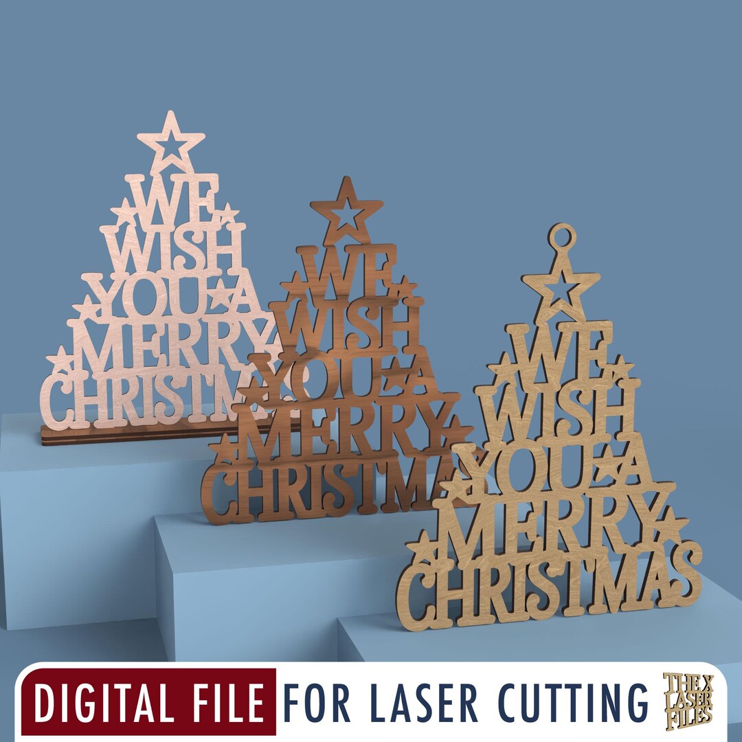 Merry Christmas Tree - Laser Cut File Svg Dxf Pdf Eps Ai DIGITAL FILE ...