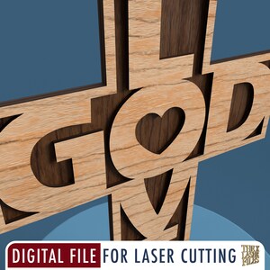 God is Love Cross - Laser Cut File Svg Dxf Pdf Eps DIGITAL FILE - Etsy