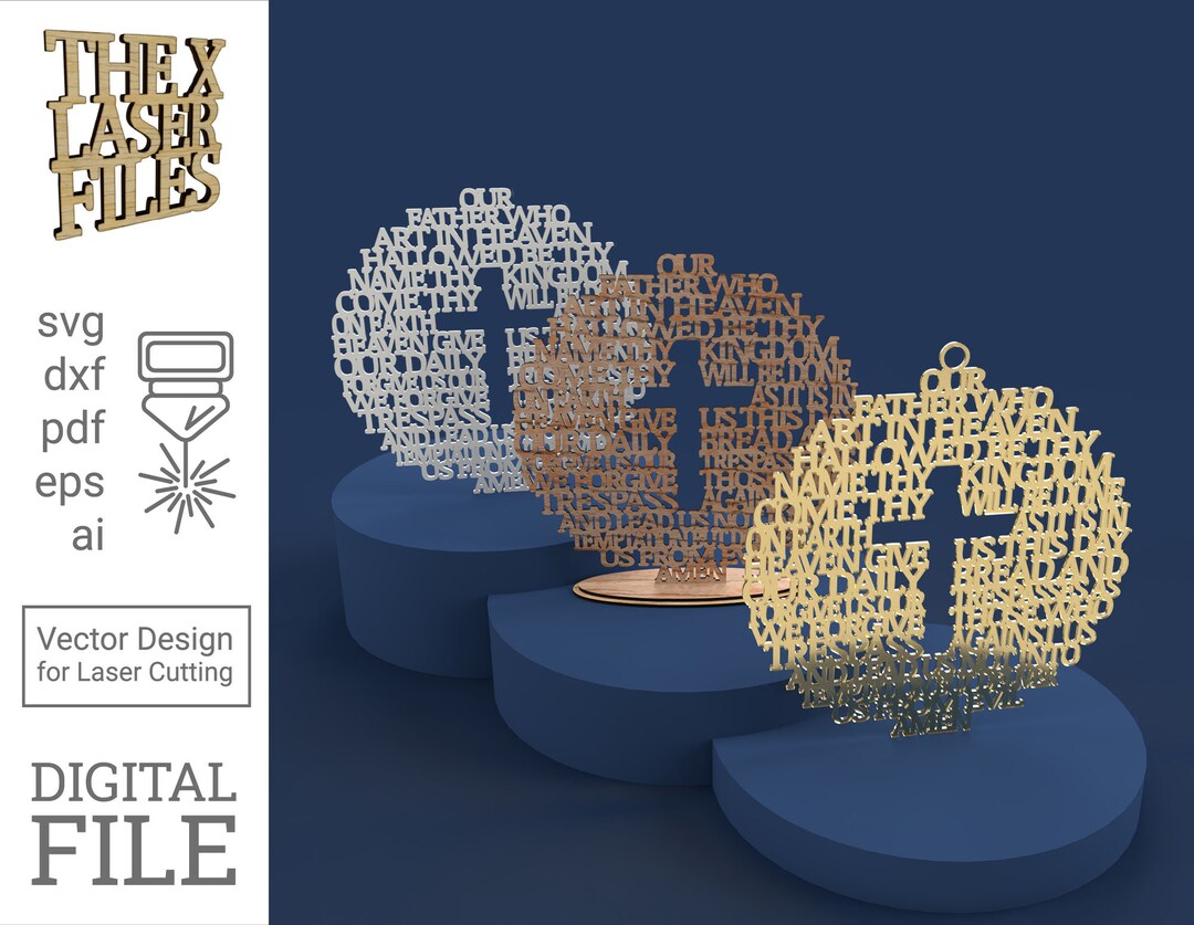 Catholic Lord's Prayer Our Father Circle With Cross Laser Cut File Svg ...