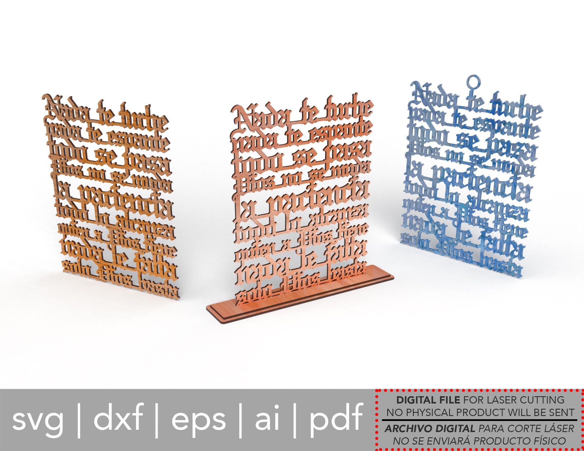 Cuadro Nada te turbe nada te espante Archivo Vector de Corte - Etsy México