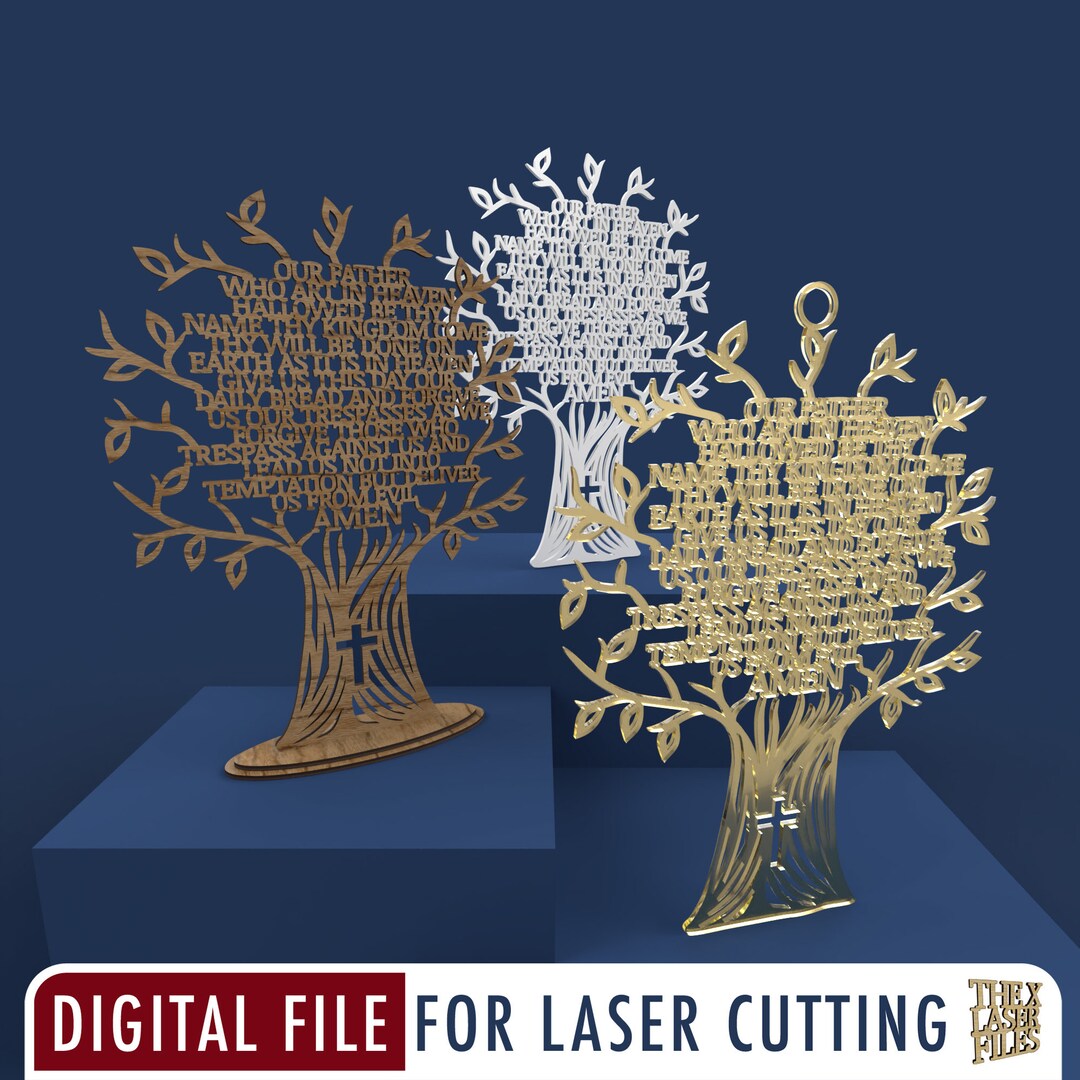Catholic Lord's Prayer Our Father Tree - Laser Cut File Svg Dxf Pdf Eps ...