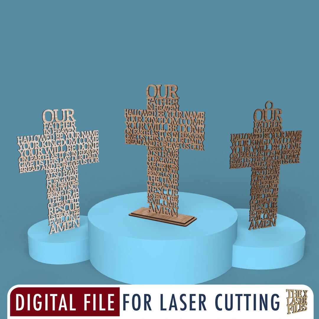 Modern Lord's Prayer Our Father christian or Catholic Cross Laser Cut ...