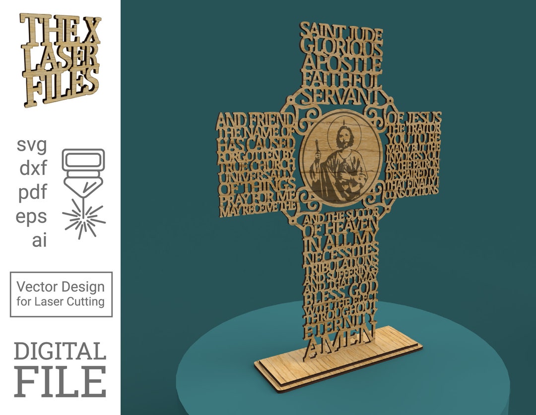 St Jude Picture Cross - Laser Cut and Engrave File Svg Dxf Pdf Eps Ai ...