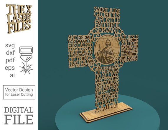 St Jude Picture Cross Laser Cut and Engrave Vector File - Etsy Australia