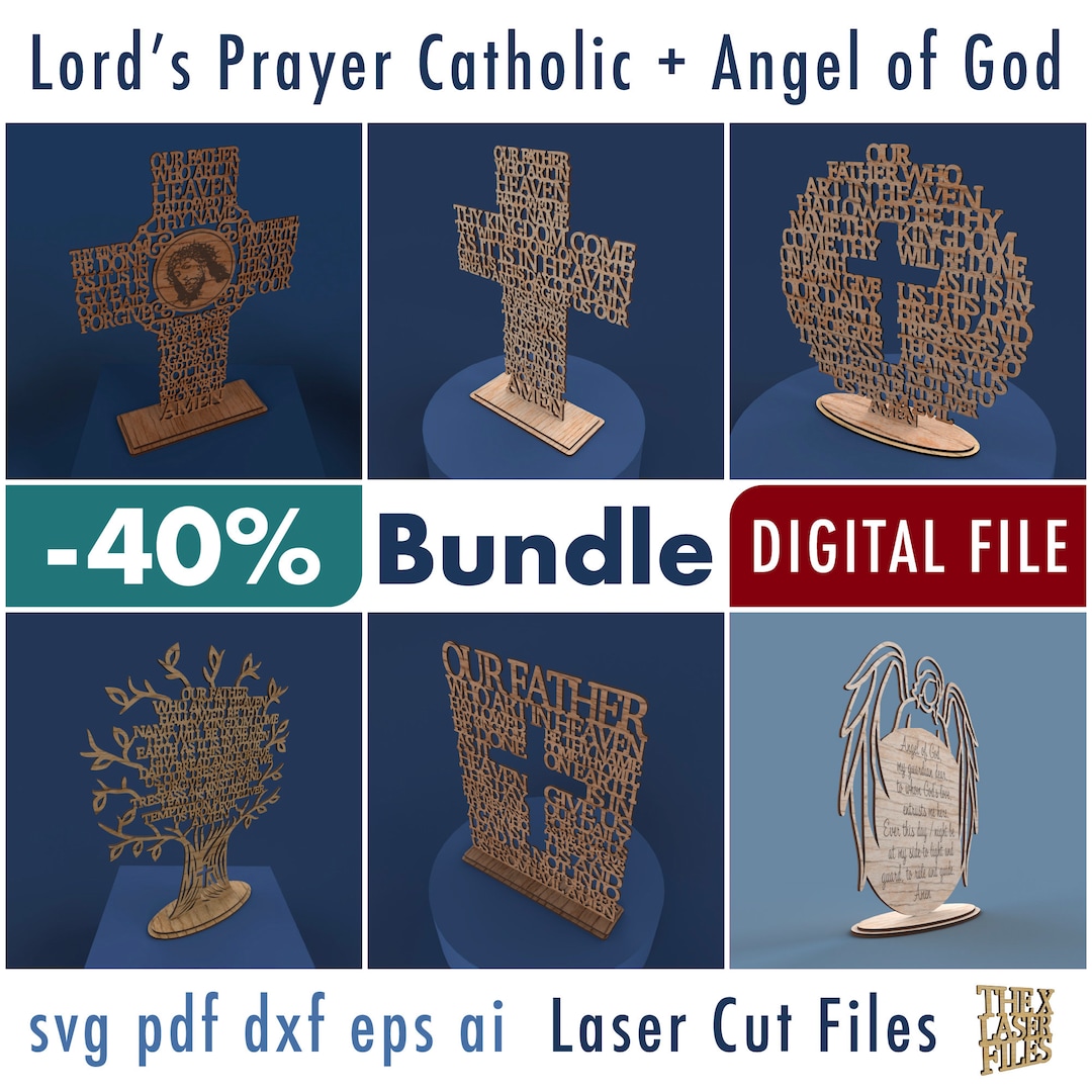 Our Father Catholic + Angel of God - Laser Cut Files Bundle Svg Dxf Pdf ...