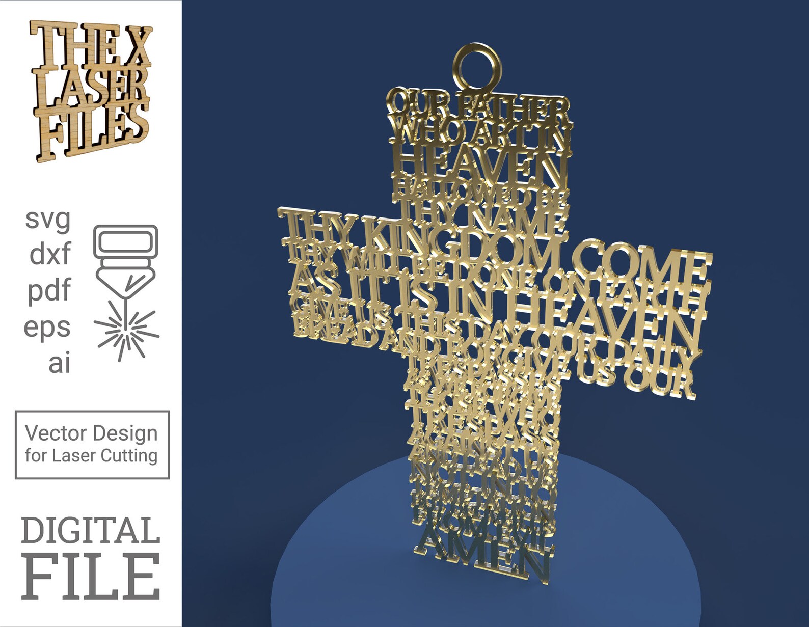Catholic Lord's Prayer Our Father Cross Laser Cut Vector - Etsy