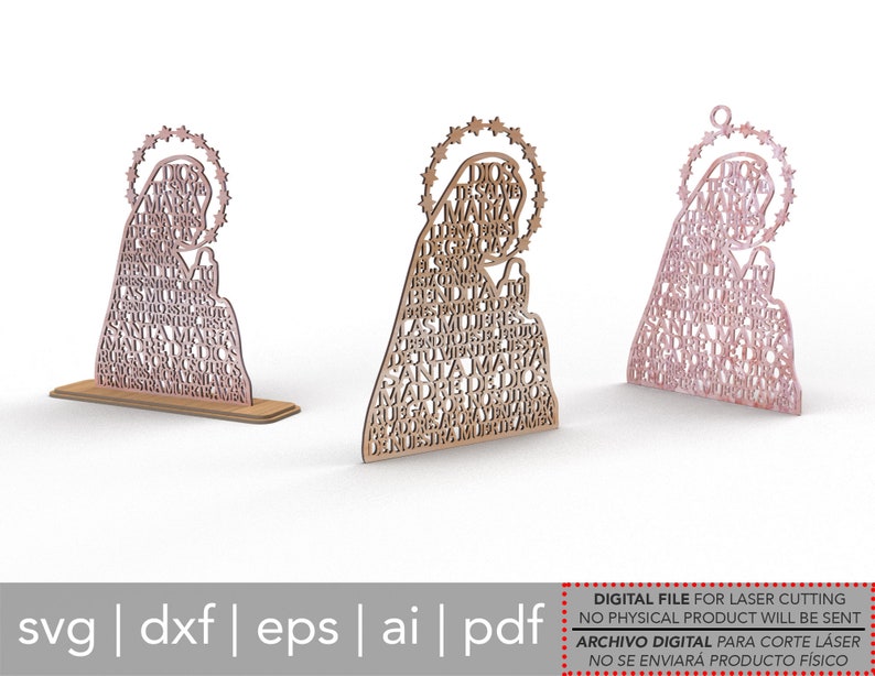 Virgen Ave María Archivo Vector de Corte Láser - Etsy España