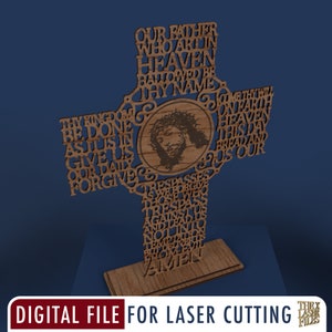 Catholic Lord's Prayer Our Father Picture Cross - Laser Cut and Engrave ...